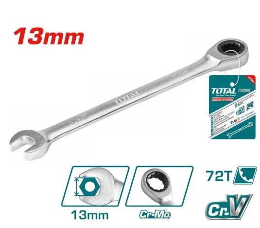 Llave Mixta 13Mm Con Ratche Industrial Total Ar131 | Ferreteria La Mundial